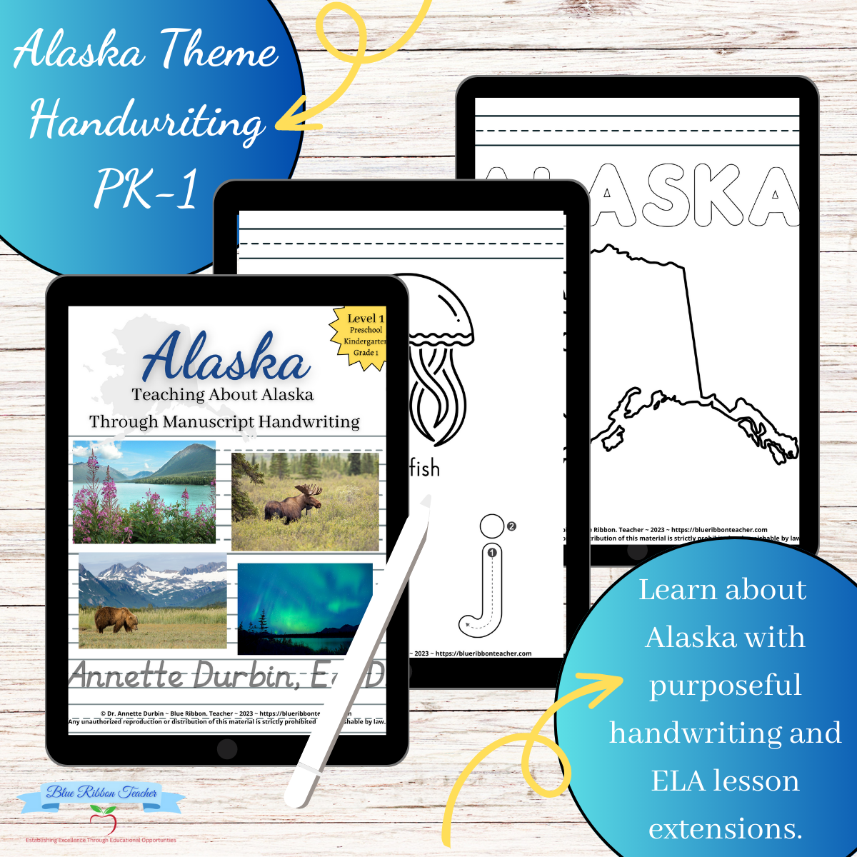 Alaska Theme Teaching Handwriting Manuscript Levels 1 and 2 - Blue ...